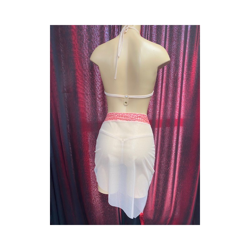 Barbie Girl Léopard - Jupette - Top - Soutien gorge Bijou - String